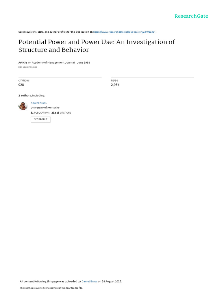 Power Structure and Behavior Analysis | PDF
