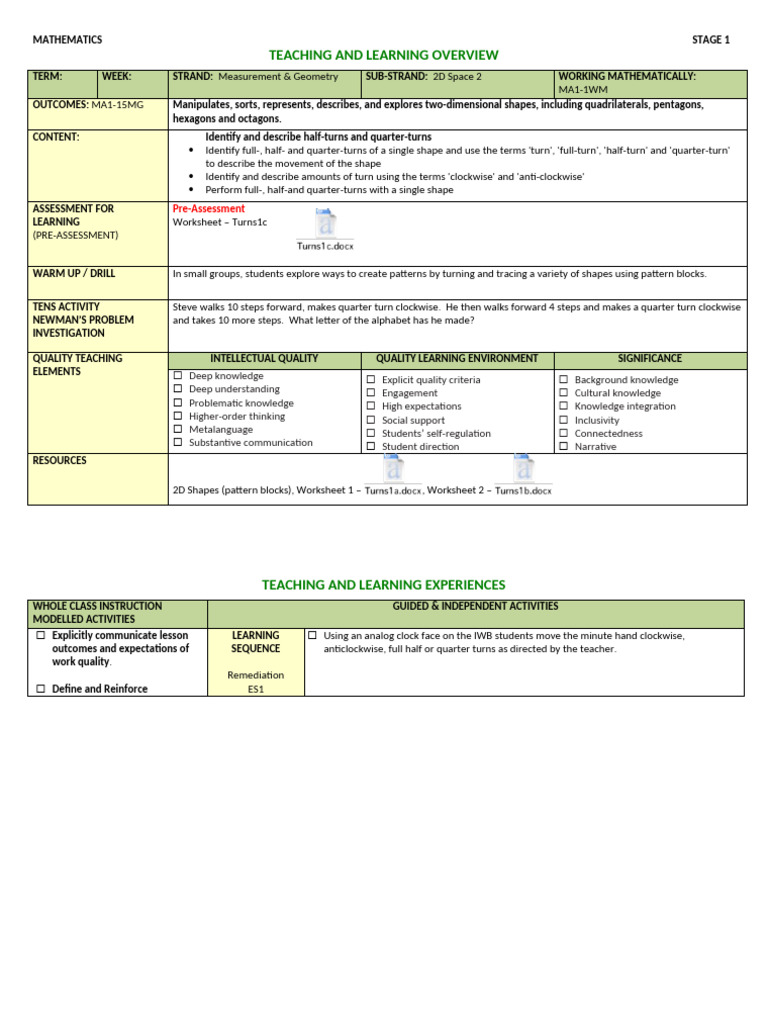 La Maths - 2d Space-stage1-Plan6b | PDF | Shape | Mathematics