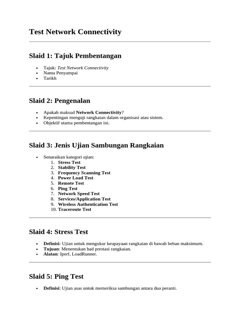 Test Network Connectivity | PDF