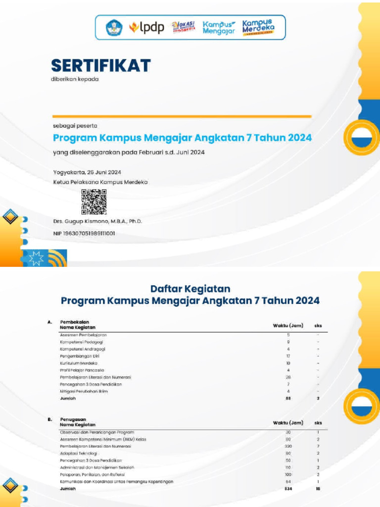 Sertifikat KM 7 Paska Munthe | PDF