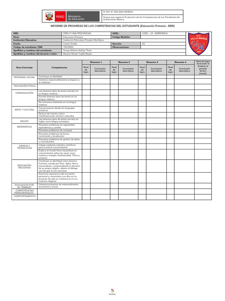 Libreta Formativa | PDF | Educación primaria