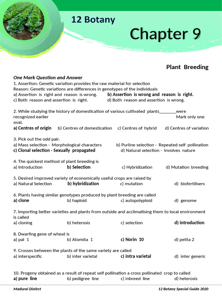 Chapter 9 Plant Breeding | PDF | Plant Breeding | Hybrid (Biology)
