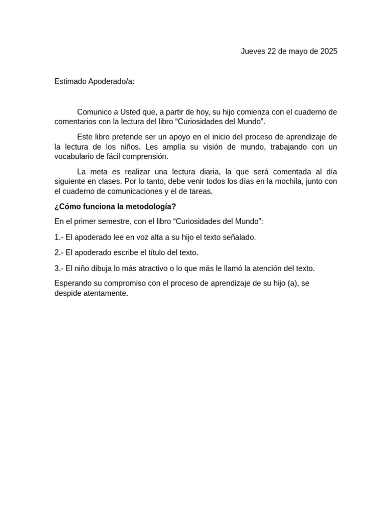 Comunicación Apoderados | PDF