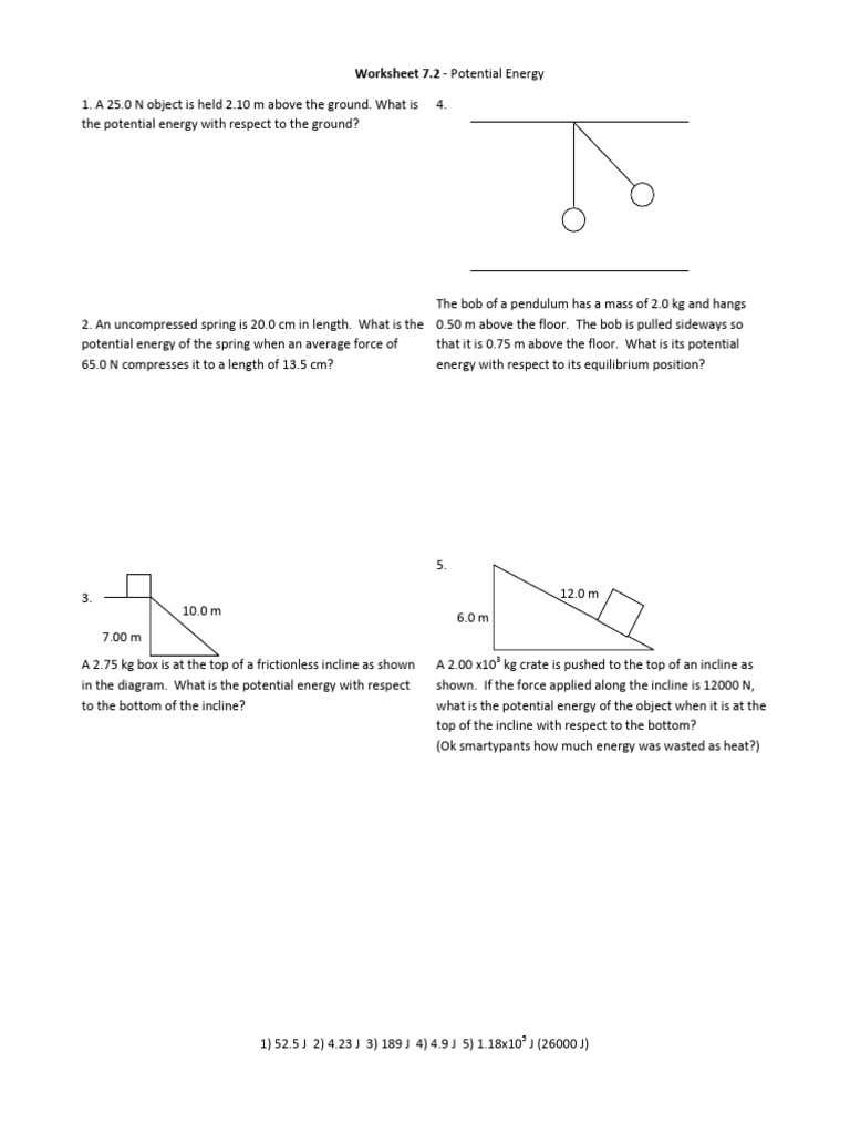 Worksheet - 2 - Potential Energy | PDF
