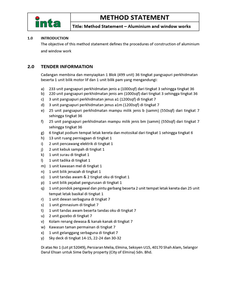 Aluminium Works Method Statement | PDF