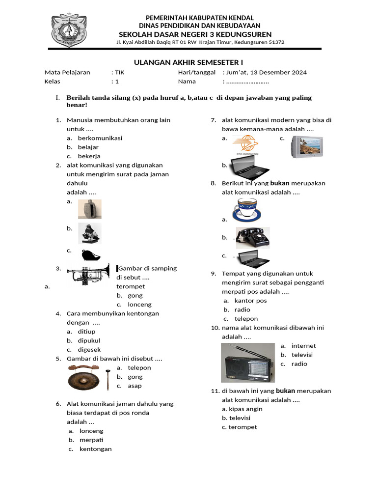 Soal Tik Kelas 5 Semester I | PDF