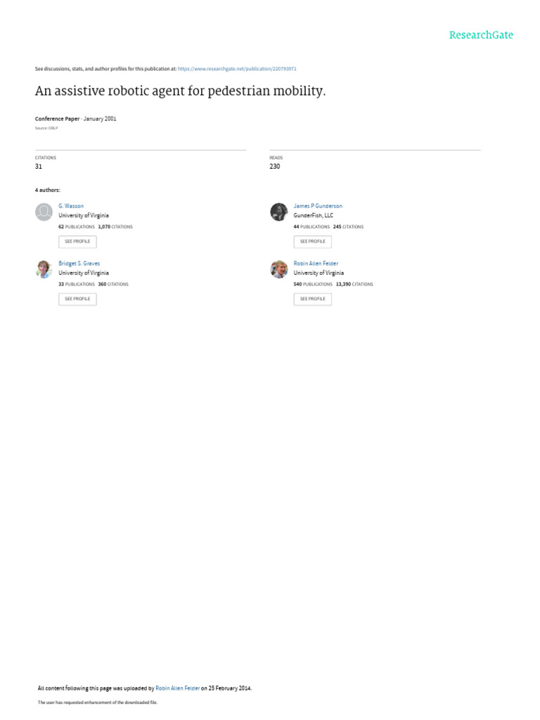 An Assistive Robotic Agent For Pedestrian Mobility | PDF | Robotics