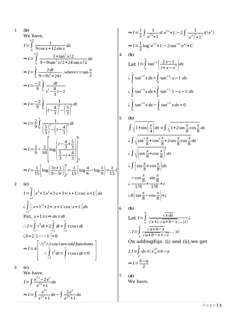 INTEGRALS Explanations | PDF