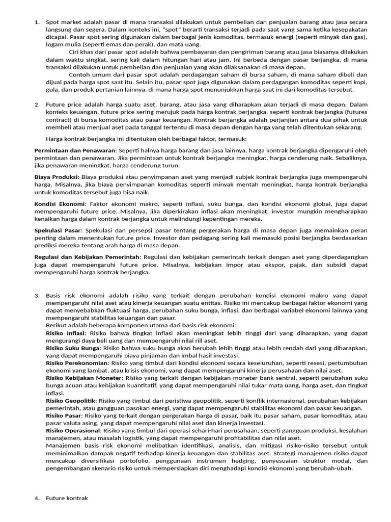 Memahami Pasar Spot dan Transaksinya | PDF