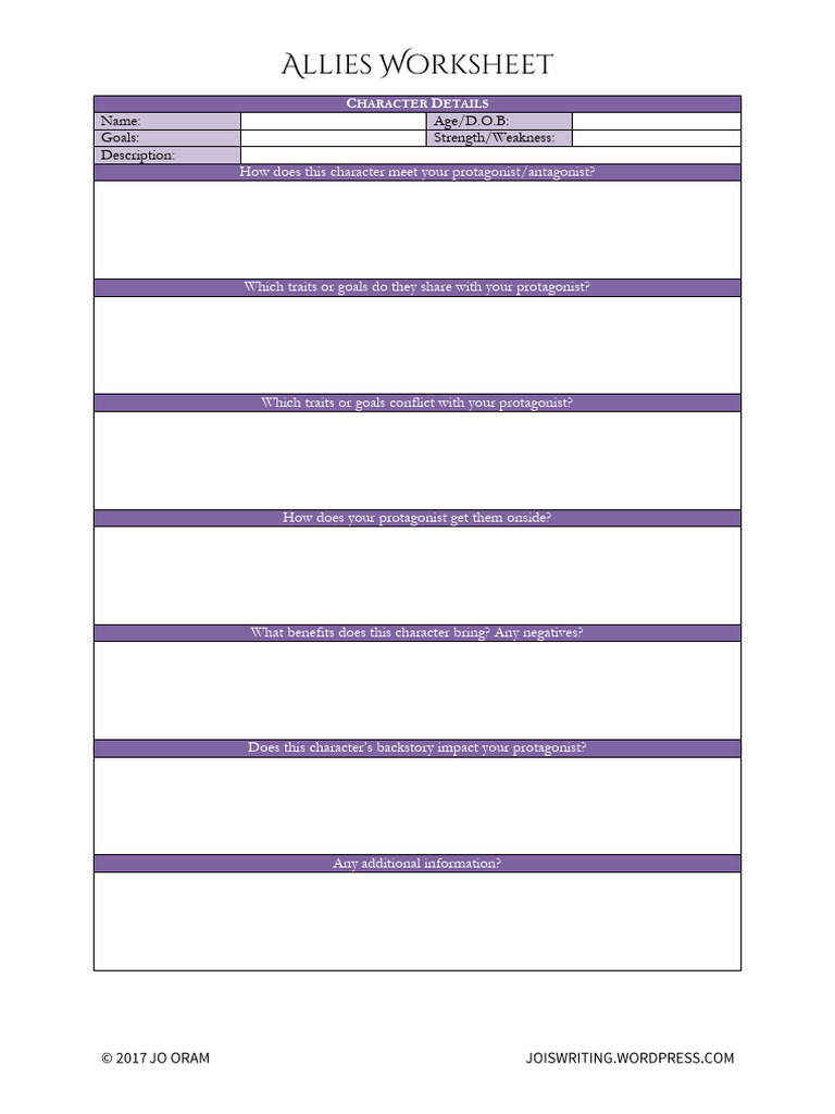 Ally Worksheet | PDF