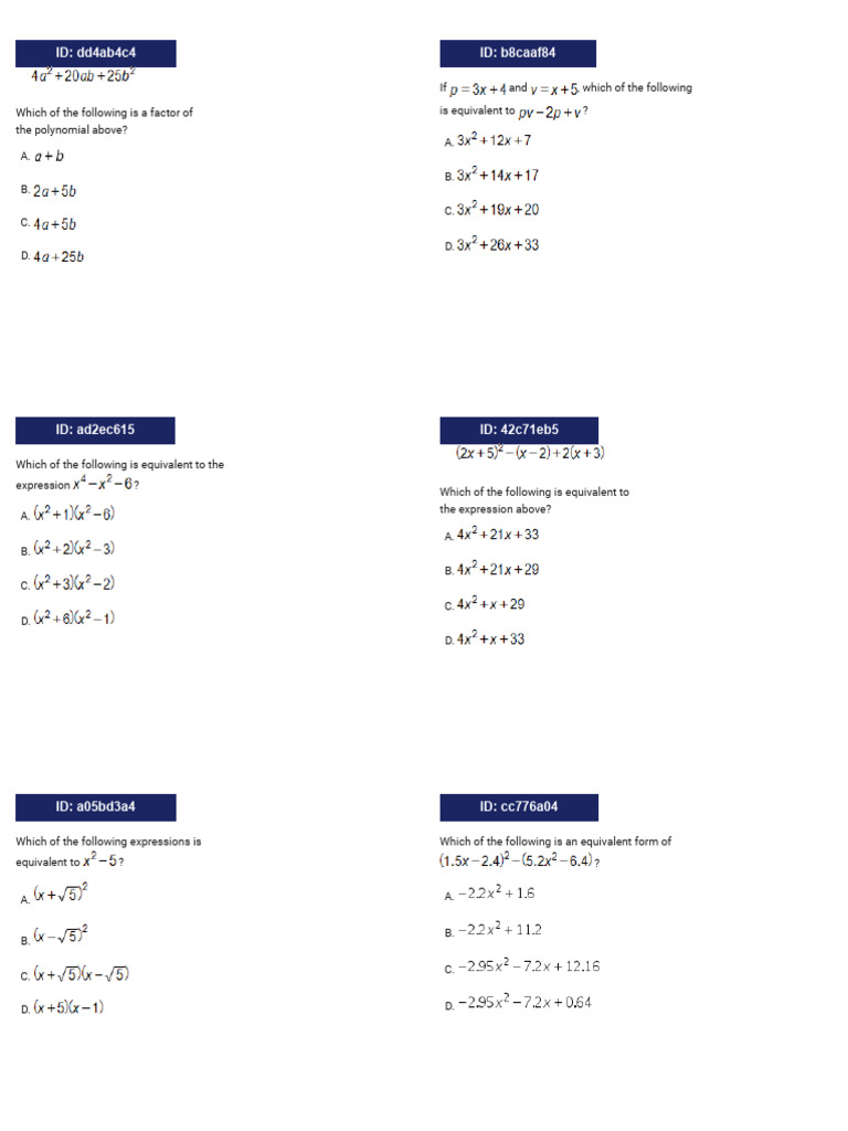 Equivalent Expressions L2 (Questions) | PDF | Algebra | Mathematics