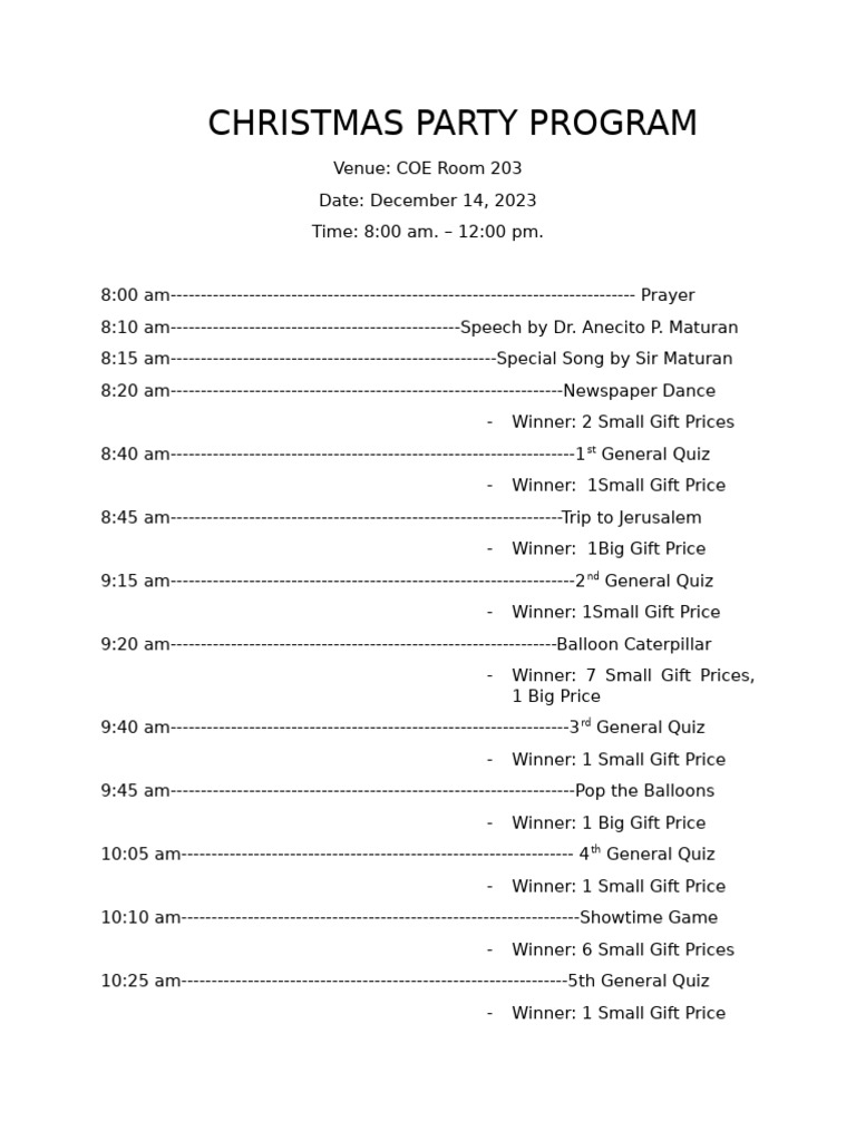 Christmas Party Program | PDF