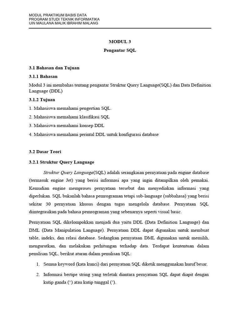 Modul 3 - Basis Data | PDF