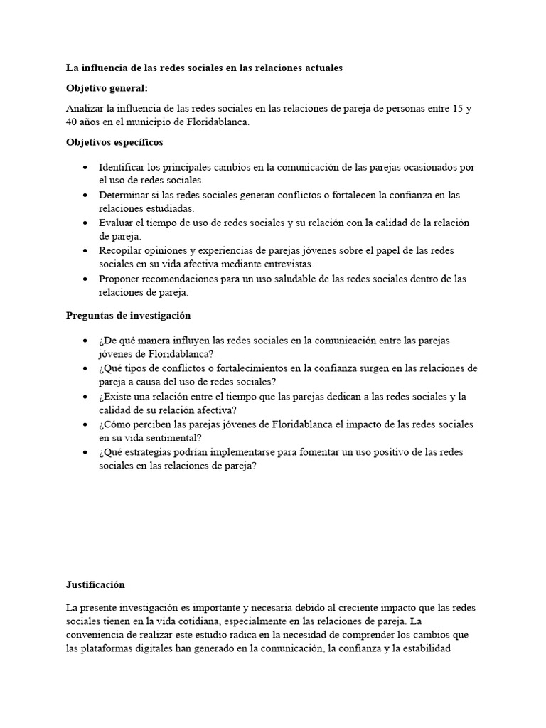 La Influencia de Las Redes Sociales en Las Parejas Actuales-Sofia Olarte Rueda | PDF | Red social