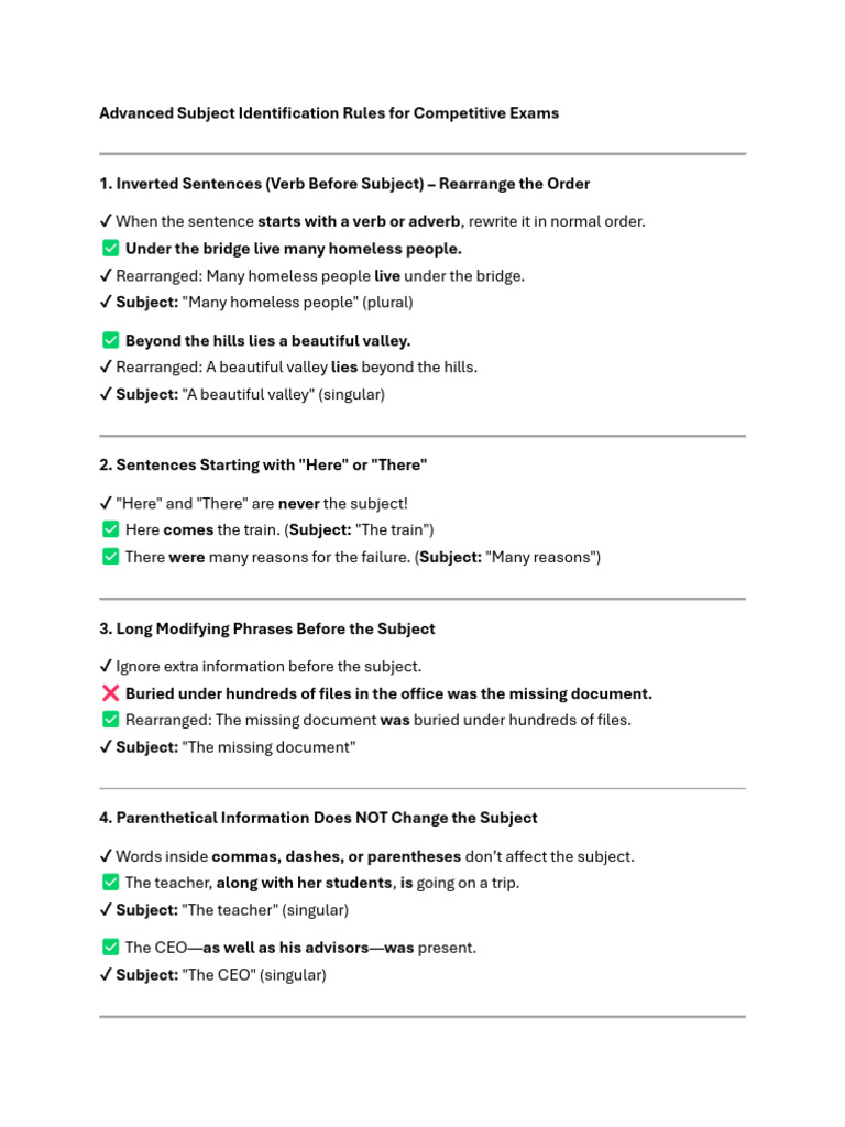 Advanced Subject Identification Rules For Competitive Exams | PDF ...