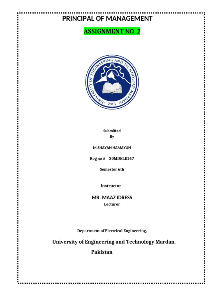 Assignment No 2 Principal of Management | PDF | Business | Social ...