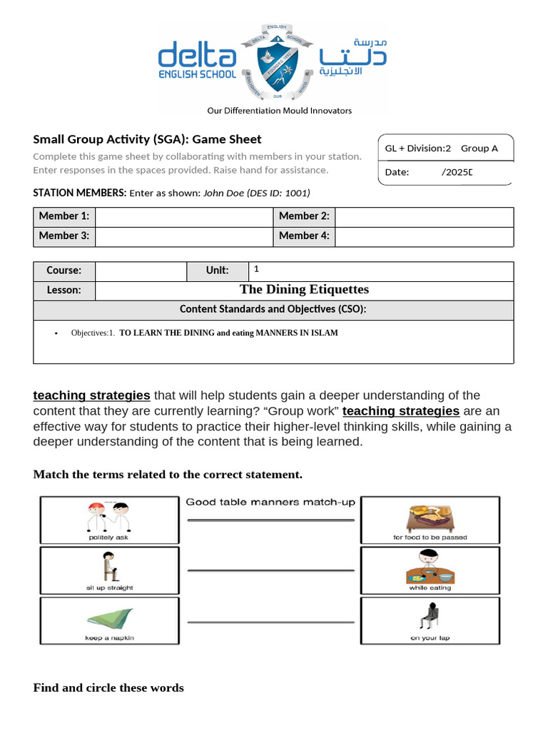 Game Sheet 1 G6 Group A | PDF
