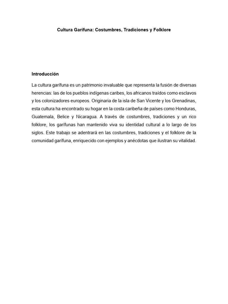 Cultura Garífuna | PDF