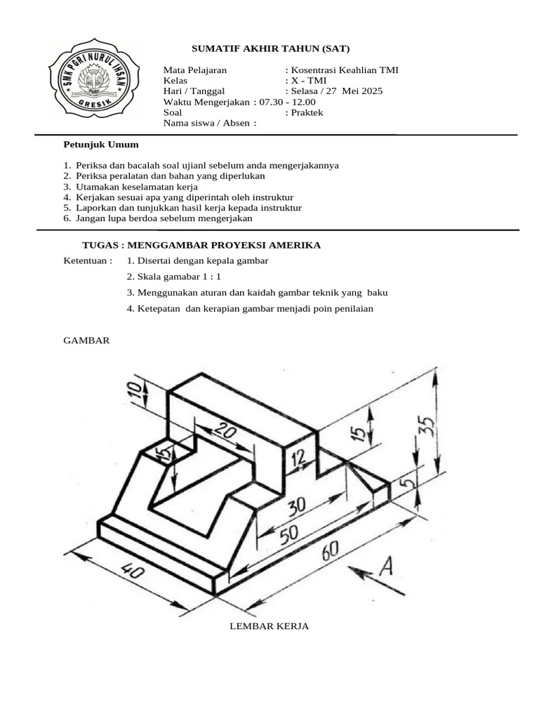 Naskah Soal Praktek Sat SMT 2 X-Tmi 2025 | PDF