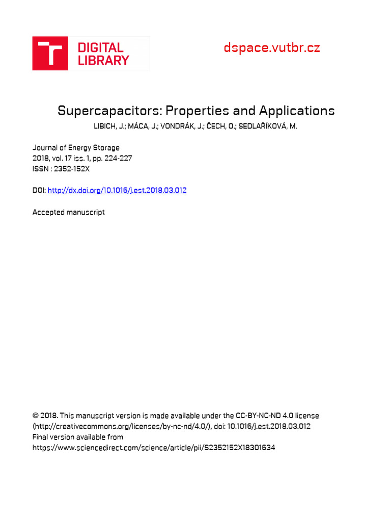 1 Supercapacitors Properties and Applications | PDF | Energy Storage | Capacitor