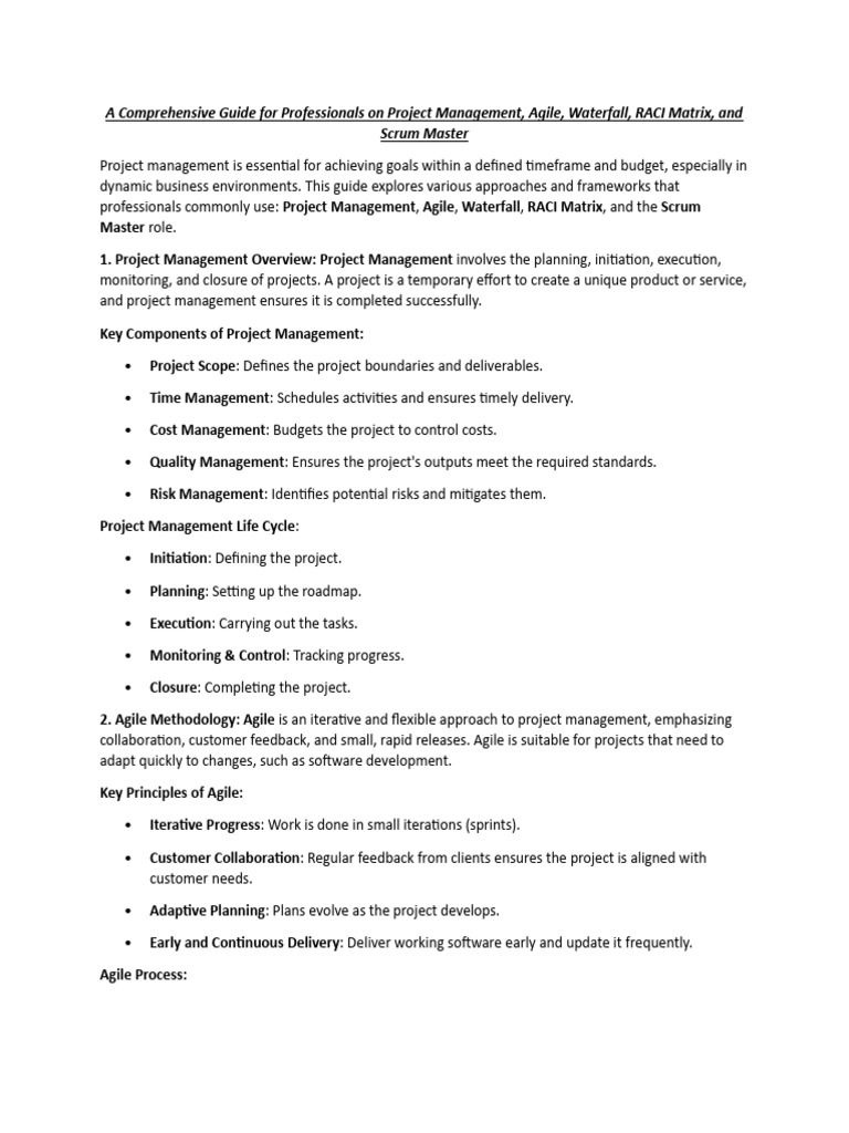 A Comprehensive Guide For Professionals On Project Management, Agile ...