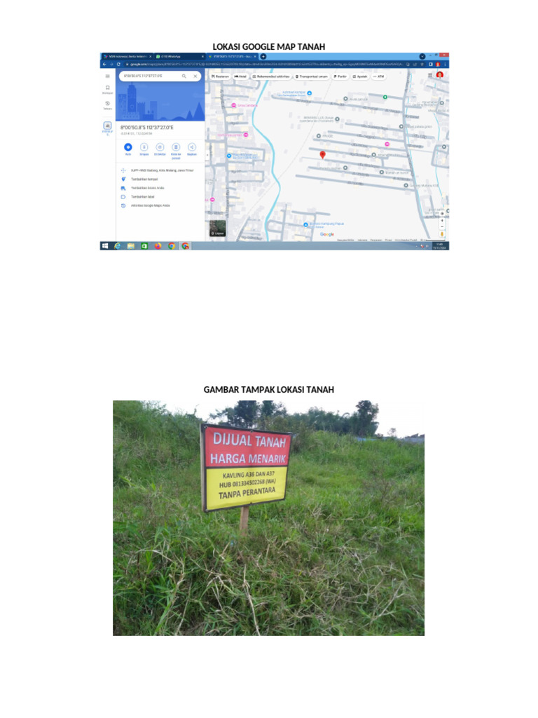 Lokasi Google Map Tanah Gadang Dijual | PDF