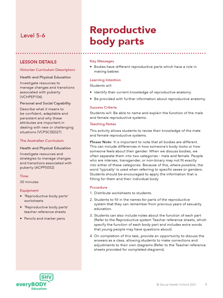 Grade 5and6 Reproductive-Body-Parts | PDF | Reproductive System | Human ...
