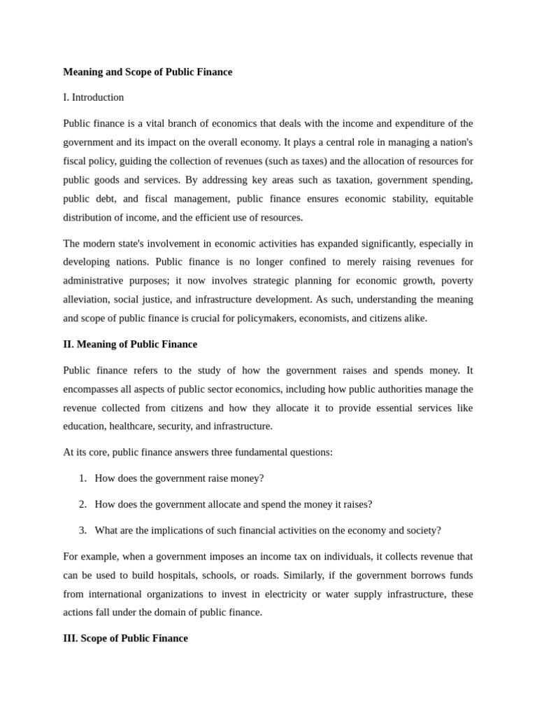 Understanding Public Finance Scope | PDF | Public Finance | Government ...
