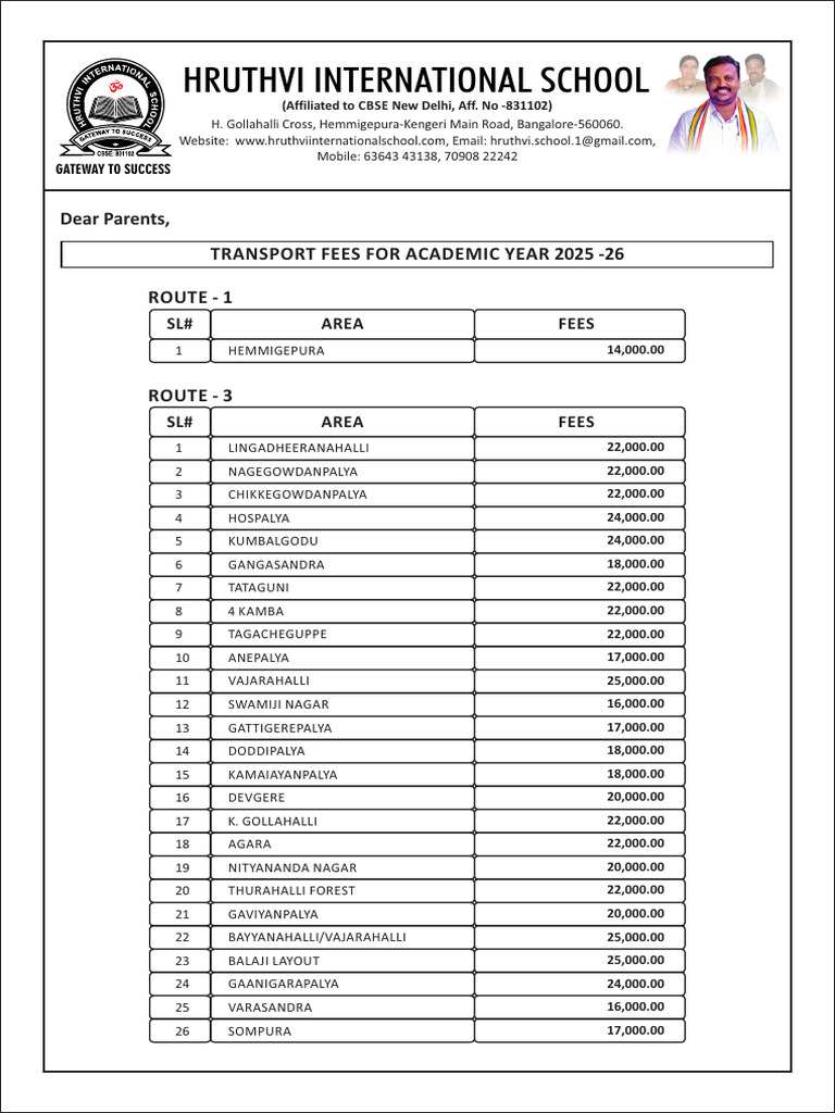 Van Fees Structure 2025-26 | PDF