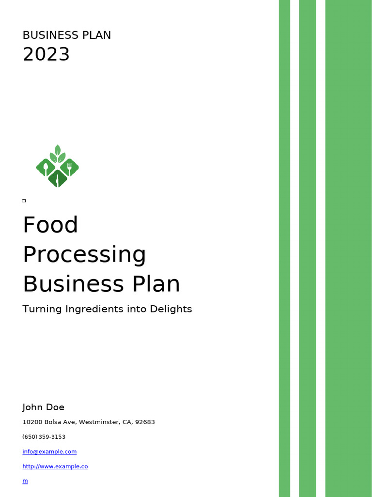 Food Processing Business Plan | PDF | Business | Business Economics