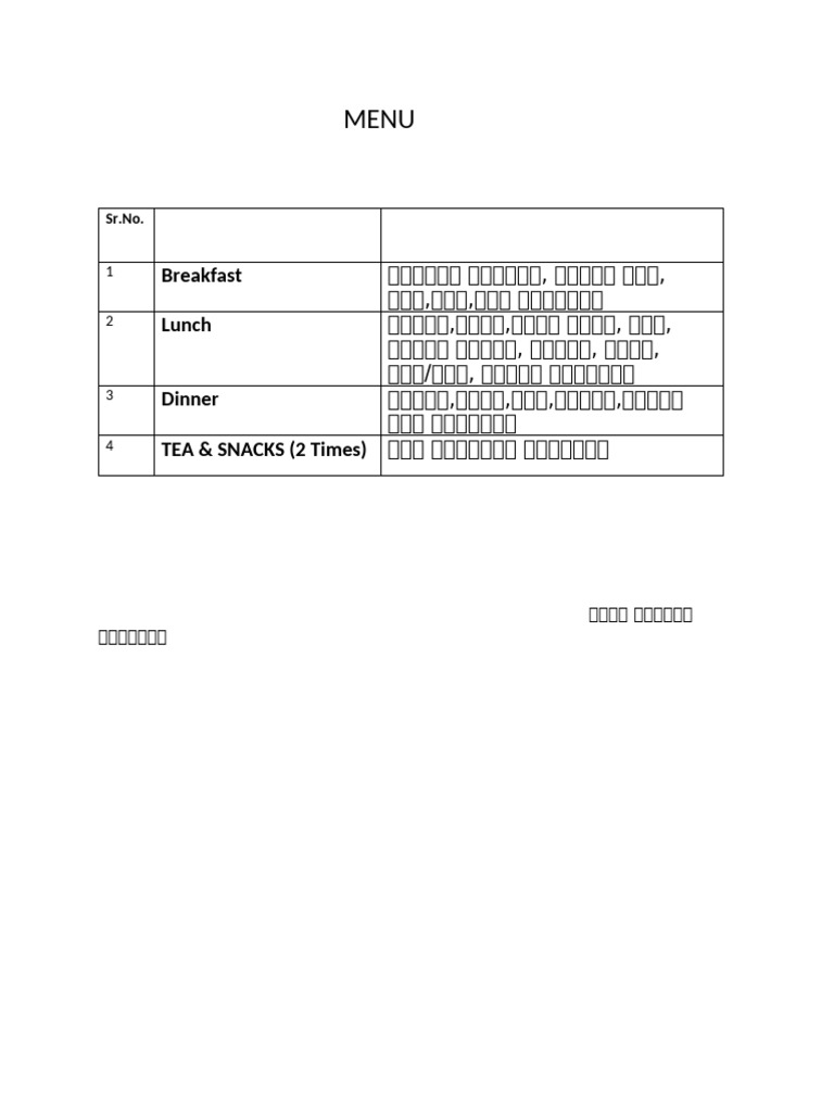 Food Menu | PDF