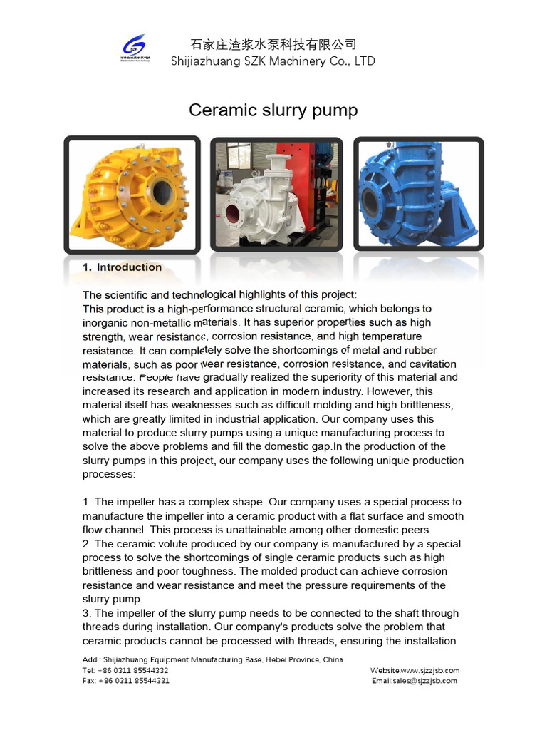 SZK-Ceramic Slurry Pump V2 | PDF | Pump | Ceramics
