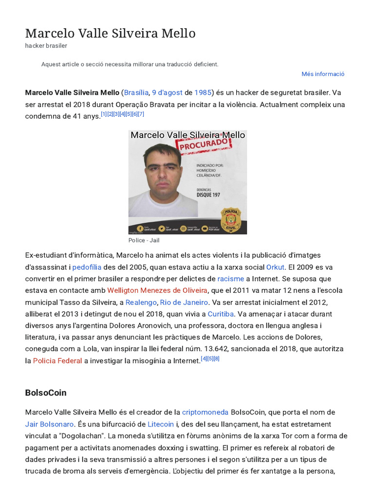 Marcelo Valle Silveira Mello - Viquipèdia, L'enciclopèdia Lliure | PDF