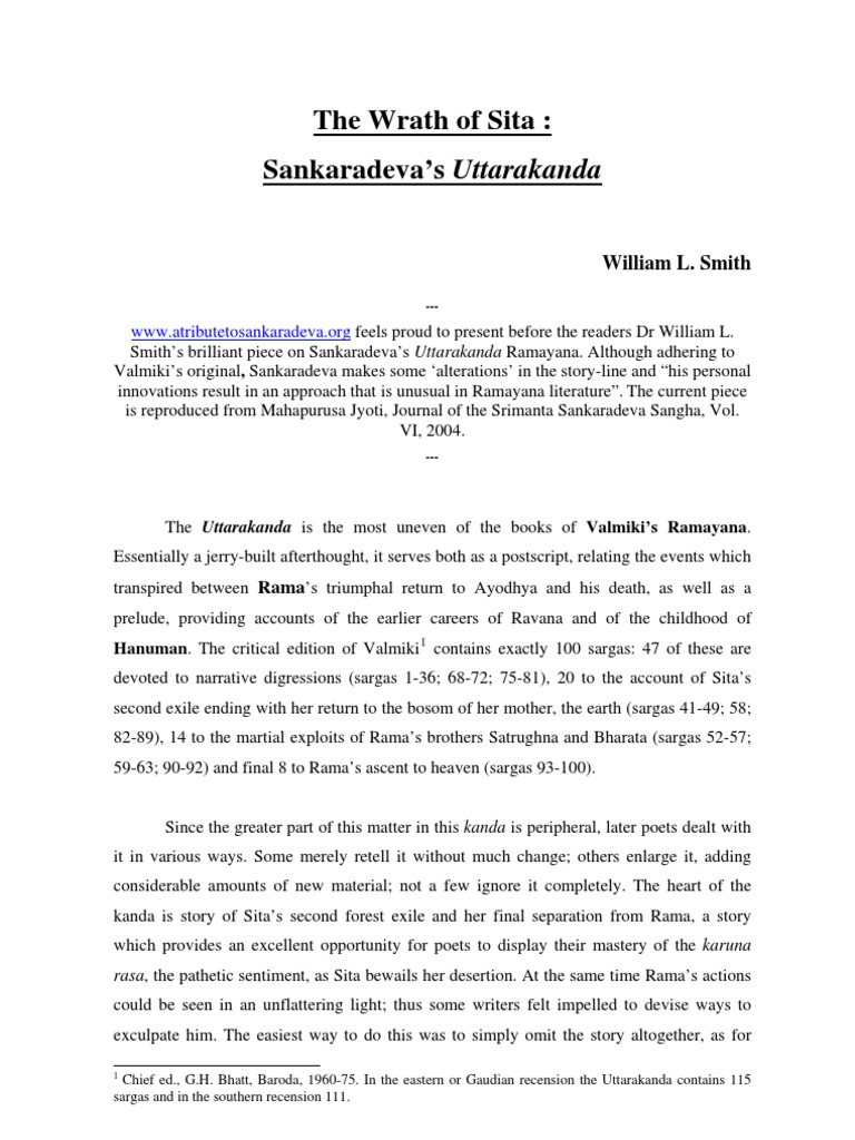 The Wrath of Sita - Shankaradeva's Uttarakanda | PDF | Ramayana | Sita