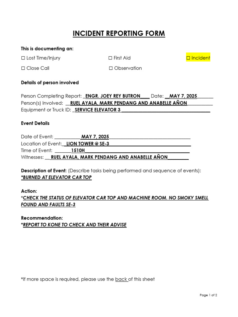 Incident Report 202501 Se3 Burned | PDF