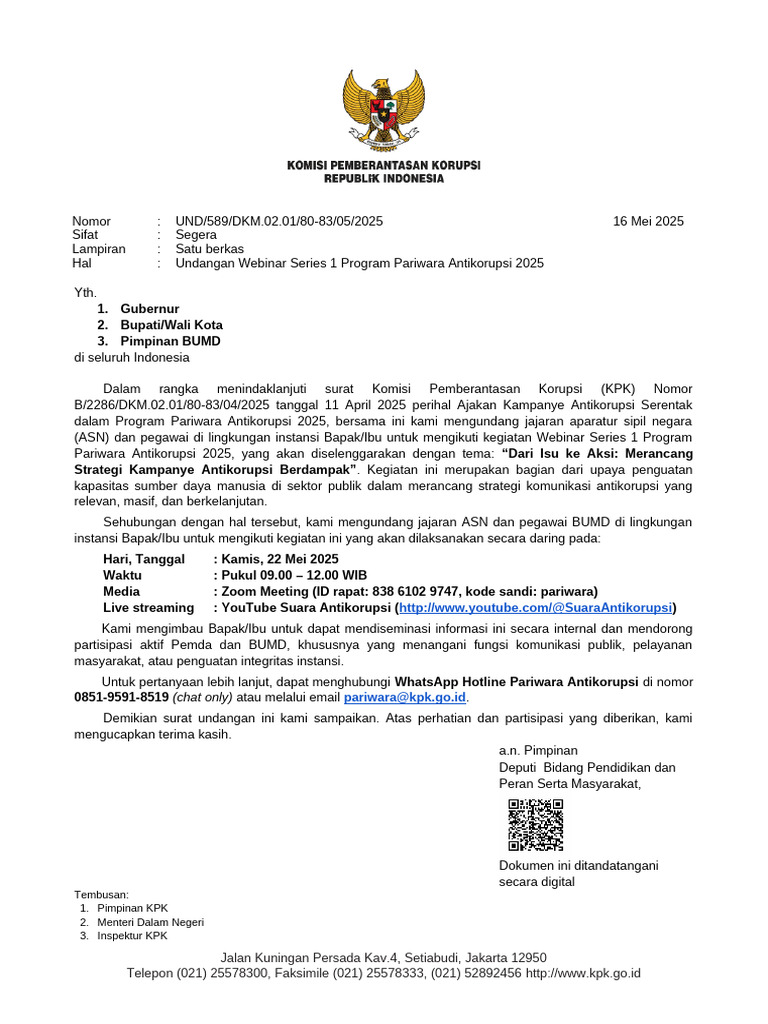 Contoh Surat Undangan Webinar | PDF
