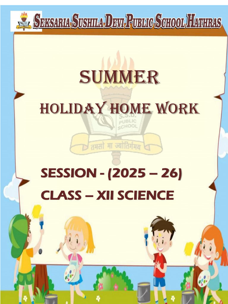 Holiday Homework Class - XII Science | PDF | Chemistry | Physical Chemistry