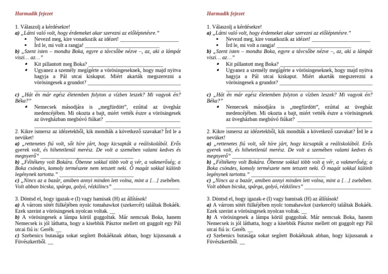 Kicsinyített - A Pál Utcai Fiúk - 3. Fejezet | PDF