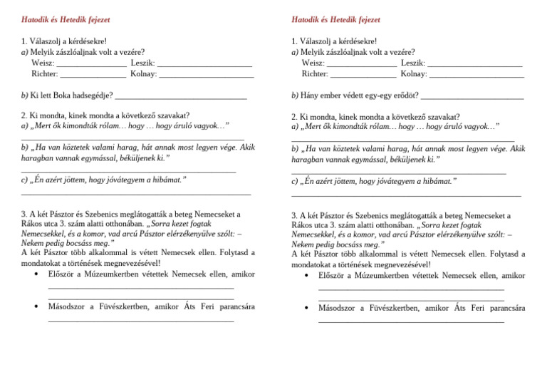 Kicsinyített - A Pál Utcai Fiúk - 6-7. Fejezet - Együtt | PDF