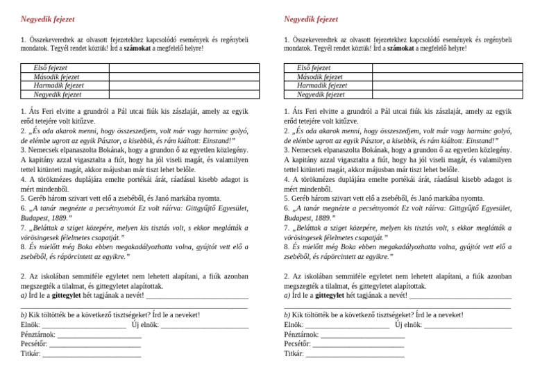 Kicsinyített - A Pál Utcai Fiúk - 4. Fejezet | PDF