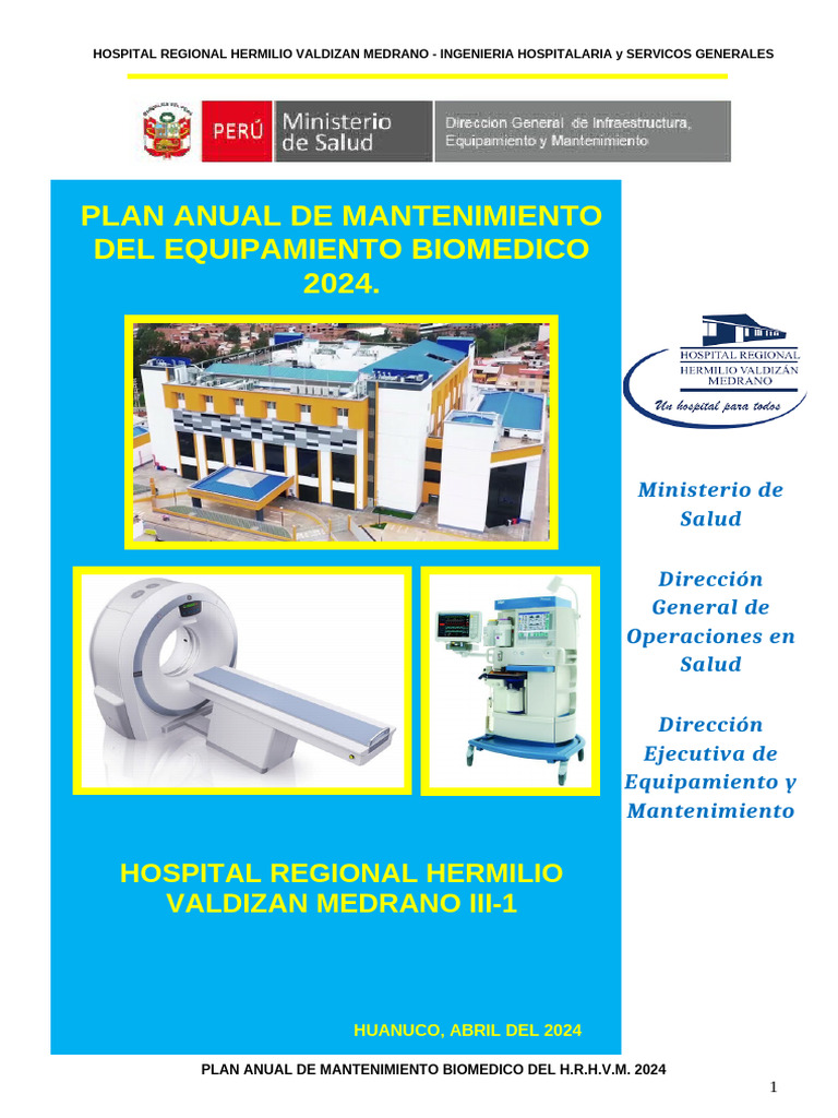 ANEXO 24 PLAN DE MANTENIMIENTO BIOMEDICO ABRIL 2024 | PDF | Hospital | Cuidado de la salud
