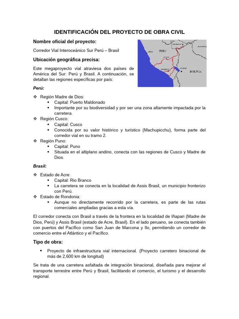 Identificación Del Proyecto de Obra Civil | PDF