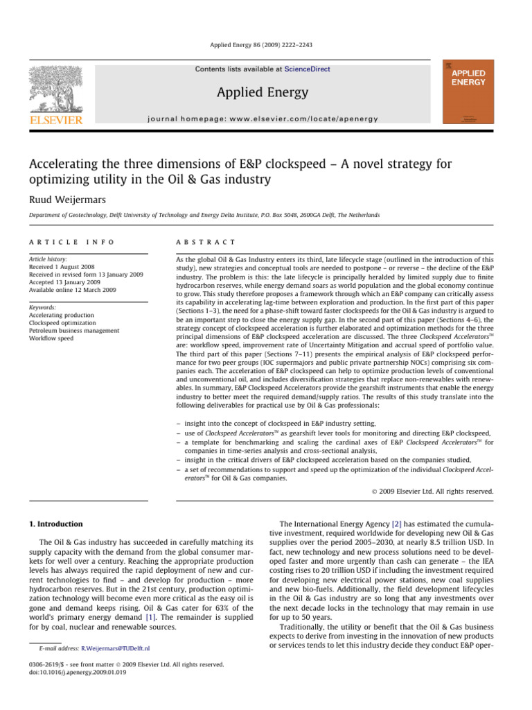 Accelerating the three dimensions of E&P clockspeed – A novel strategy ...
