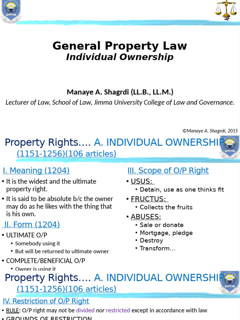 Individual Ownership in Property Law | PDF | Property | Justice