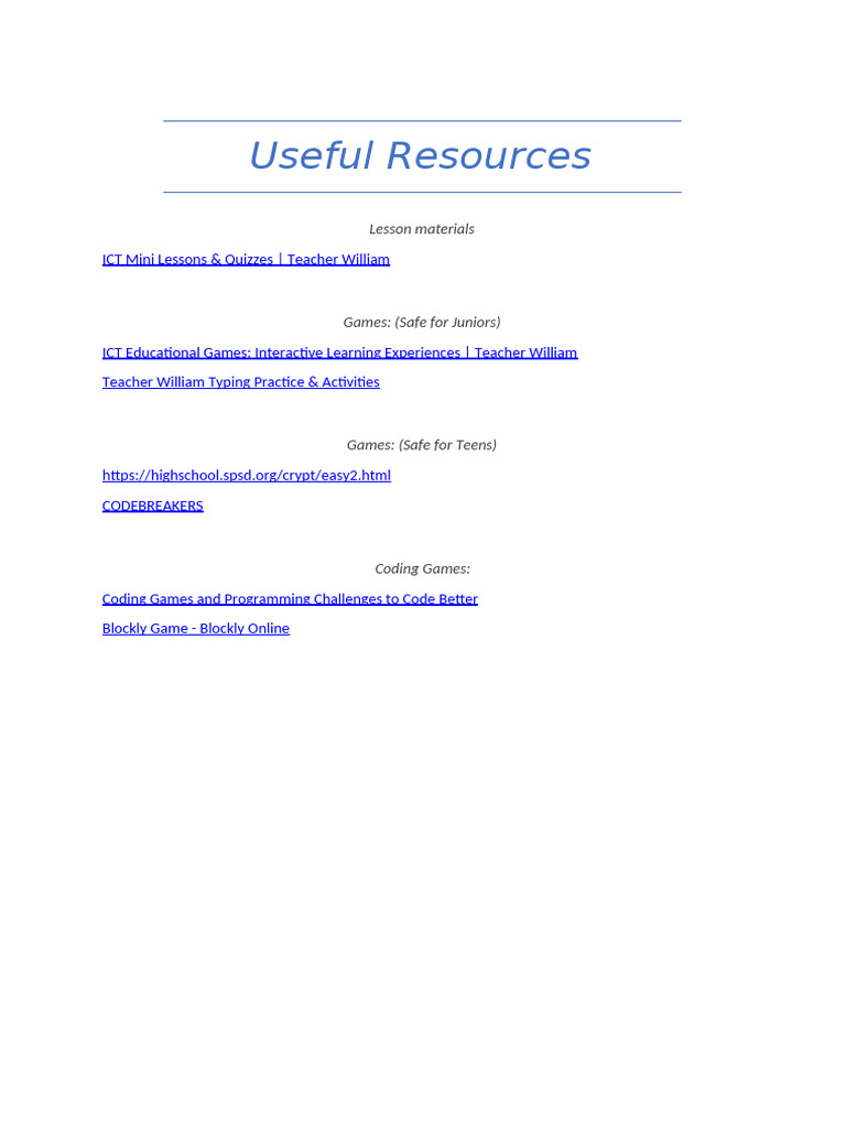 Useful Resources | PDF