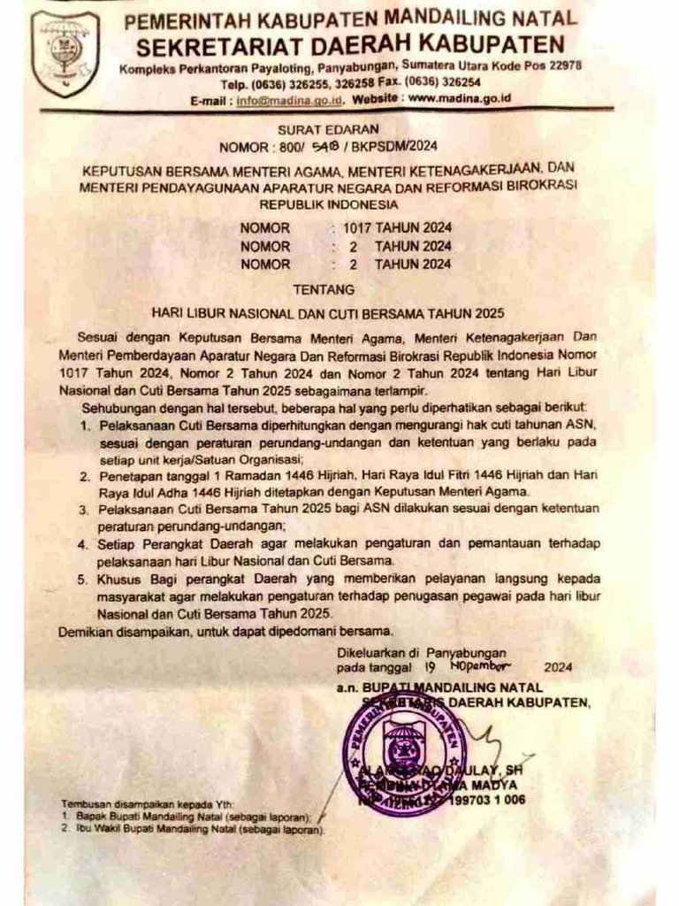 Hari Libur Nasional dan Cuti Bersama | PDF