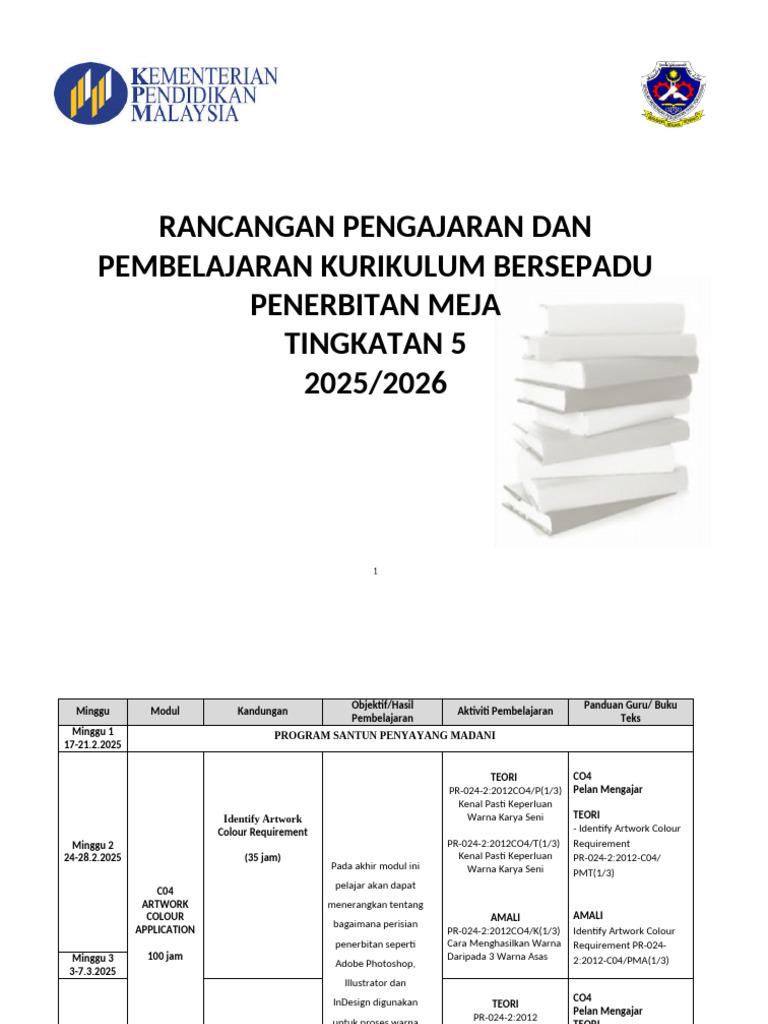 RPT Penerbitan Meja t5 2025 2026 | PDF