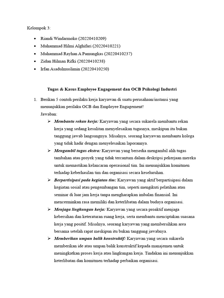 Tugas 4 - Kelompok 3 Psikologi Industri | PDF
