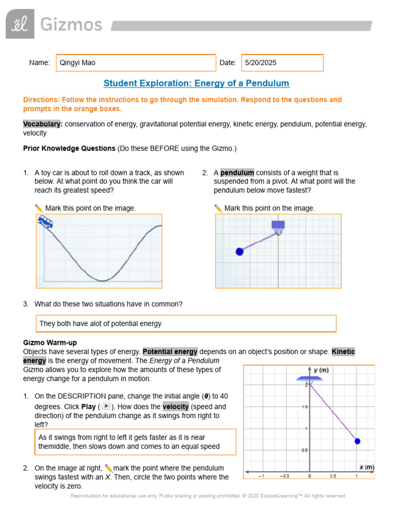 Energy Dynamics of a Pendulum Simulation | PDF | Potential Energy ...