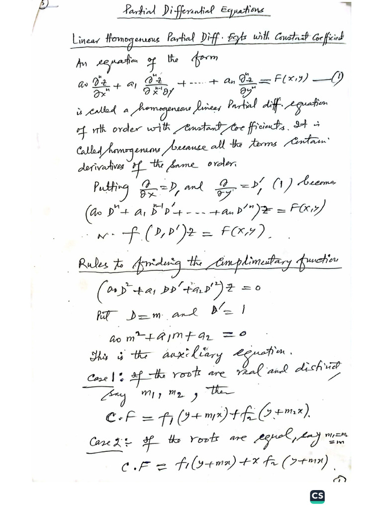 Linear homogeneous partial differential equation | PDF